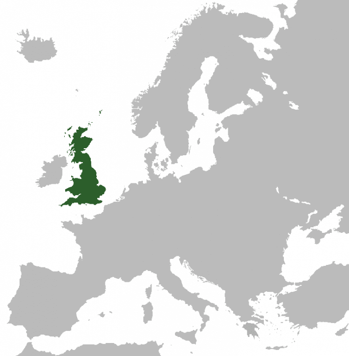 Onde fica a Grã-Bretanha na Europa?